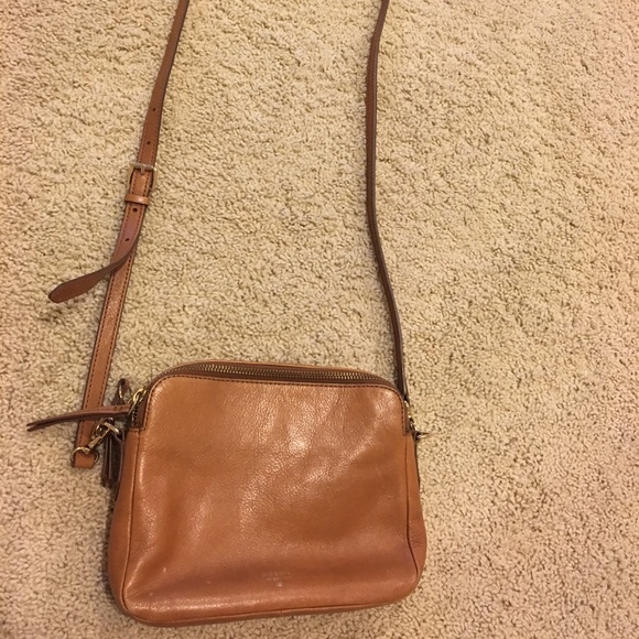 Fossil | Bags | Fossil Cognac Genuine Leather Crossbody | Poshmark